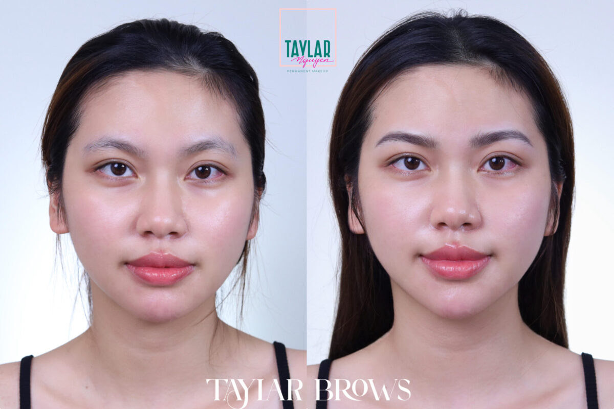 Chị gái bay từ Thụy Điển về để thực hiện cặp chân mày Hairstroke Taylar ...